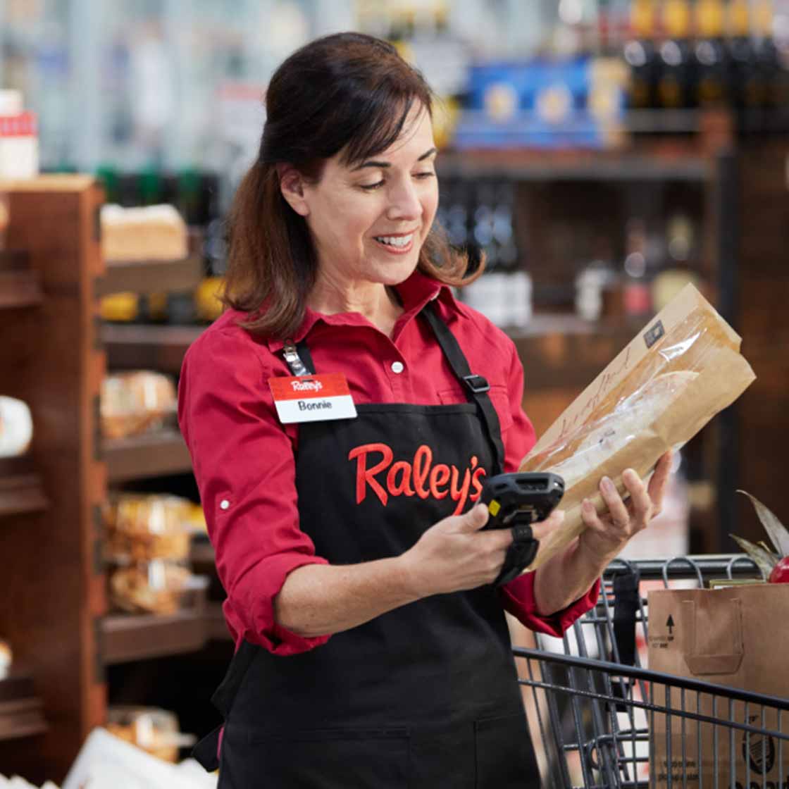 Images contains a person picking items for an online order